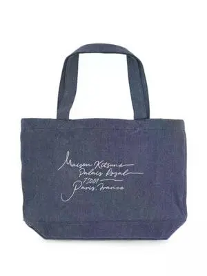 Maison Kitsuné Logo Denim Tote Bag - Blue