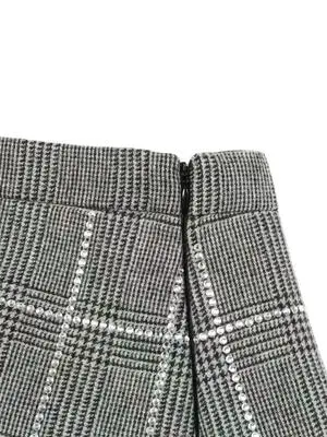 Miu Miu Rhinestone Embellished Plaid Mini Skirt