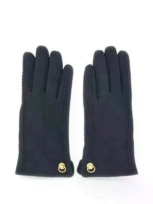 GIANNI CHIARINI Suede Gloves With Logo Rivet - Blue