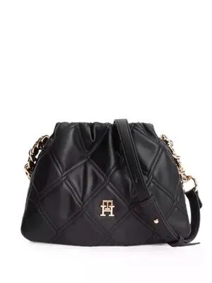 Tommy Hilfiger Quilted Logo Plaque Crossbody Bag - Black
