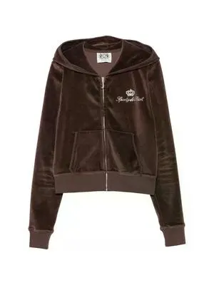 SPORTY & RICH Juicy Couture Rhinestone Zip-up Hoodie - Brown