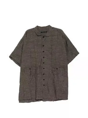 KLASICA Short-sleeve Linen Shirt - Brown