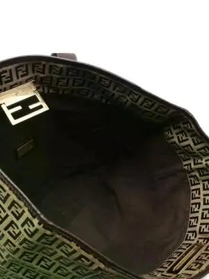 Fendi Zucchino Leather Trimmed Tote Bag