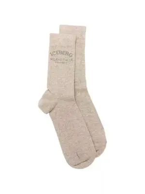 Iceberg Logo Intarsia Socks - Neutrals