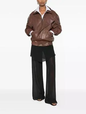ADRIANNA FERETTI Adrianna Ferretti Zip-up Leather Jacket - Brown