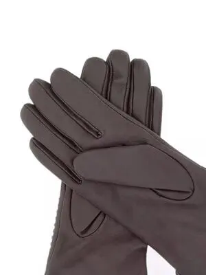 GIANNI CHIARINI Suede Gloves With Logo Rivet - Brown