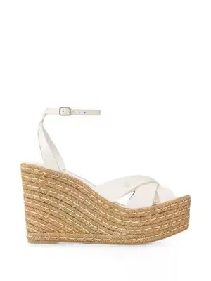 JIMMY CHOO Korra Leather Wedge Sandals - White