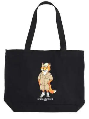 Maison Kitsuné Borsa Tote 'dressed Fox - Black