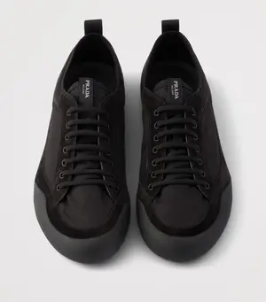 Prada Re-nylon And Suede Speedrock Sneakers - Black