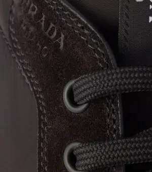 Prada Re-nylon And Suede Speedrock Sneakers - Black