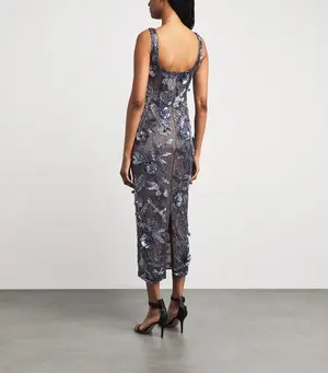 Rachel Gilbert Embellished Floral Midi Dress