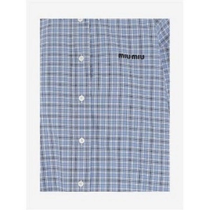 Miu Miu Checked Cropped Shirt - Light Blue/blue