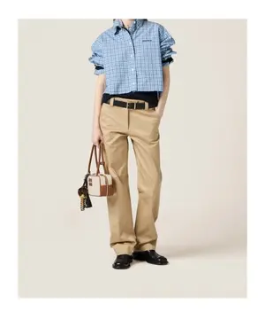 Miu Miu Checked Cropped Shirt - Light Blue/blue