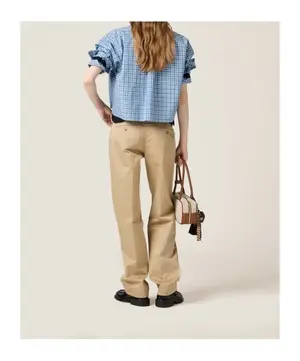 Miu Miu Checked Cropped Shirt - Light Blue/blue