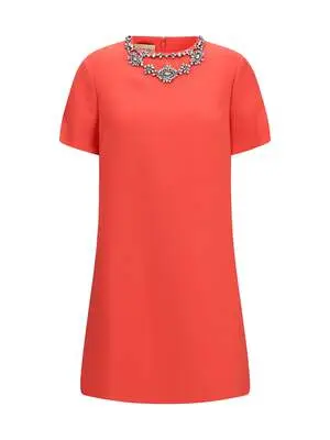 Valentino Garavani Valentino Embellished Crewneck Dress Pink