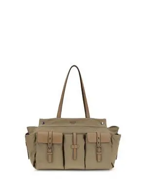 Prada Route Tote Bag In Canvas And Leather - Green