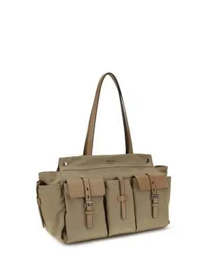 Prada Route Tote Bag In Canvas And Leather