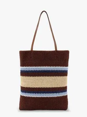 Miu Miu Knitted Shopping Bag With Embroidered Logo