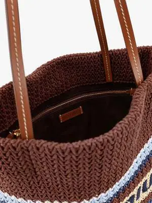 Miu Miu Knitted Shopping Bag With Embroidered Logo