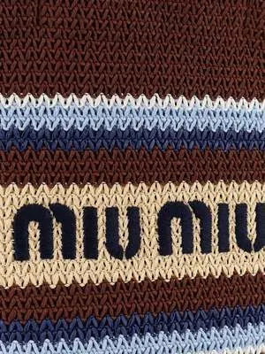 Miu Miu Knitted Shopping Bag With Embroidered Logo
