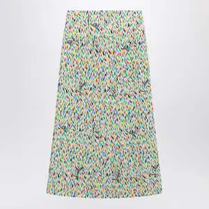 Valentino Garavani Pleated Midi Skirt With All-over Logo Print - Multicolor