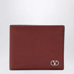 Valentino Garavani Valentino Garavani Dark Red Vlogo Signature Bi-Fold Wallet Men Red