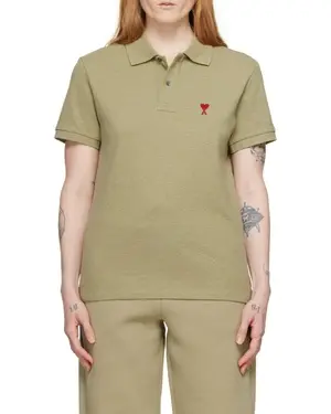 AMI Paris De Coeur Logo Embroidered Short-sleeved Polo Shirt