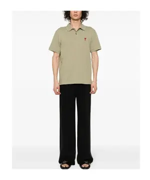 AMI Paris De Coeur Logo Embroidered Short-sleeved Polo Shirt