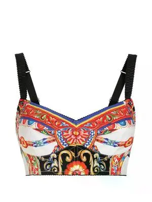 Dolce & Gabbana Carretto-print Poplin Top - Black