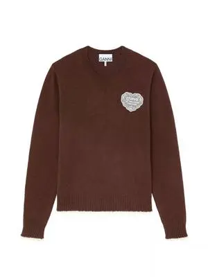 GANNI Logo-patch Crochet-trim Sweater