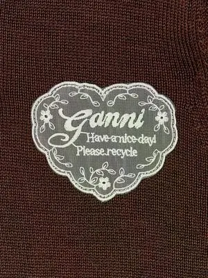 GANNI Logo-patch Crochet-trim Sweater