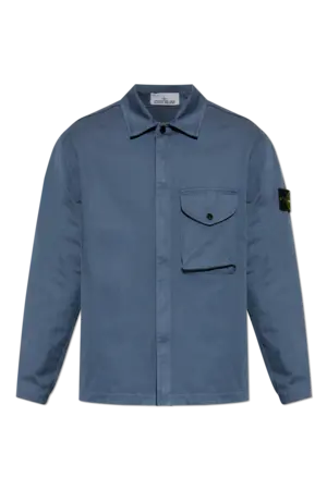 Stone Island Jacket With Logo Patch - Blue