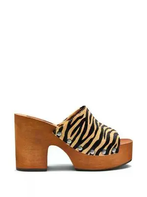 SIMONMILLER Zebra-print Haircalf Sandals - Brown
