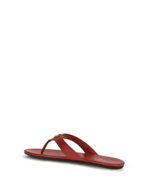 Prada Patent Leather Thong Sandals With Metal Buckle And Logo Detail