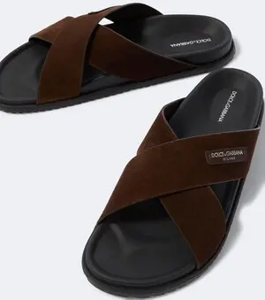 Dolce & Gabbana Suede Open Toe Slides