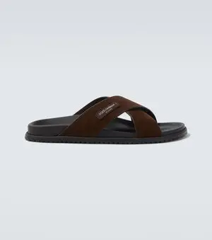 Dolce & Gabbana Suede Open Toe Slides