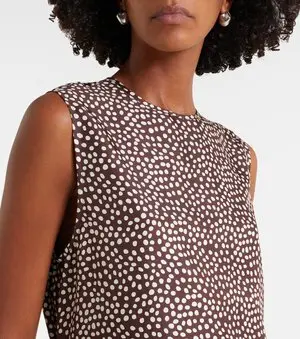 Asceno Sintra Polka-dot Silk Twill Minidress - Brown