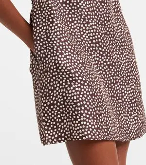 Asceno Sintra Polka-dot Silk Twill Minidress - Brown
