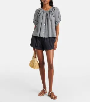 DÔEN June Gingham Cotton-blend Top - Black