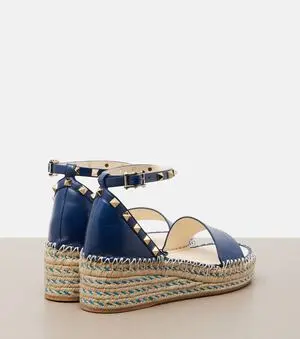 Valentino Garavani Rockstud Leather Espadrille Wedges