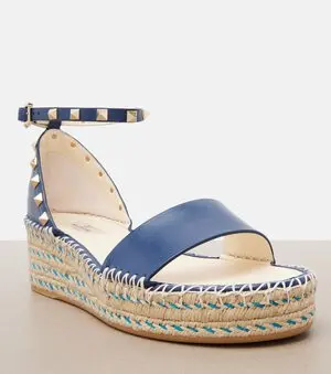 Valentino Garavani Rockstud Leather Espadrille Wedges