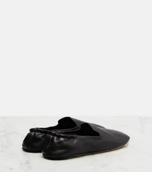 THE ROW Casa Leather Slippers - Brown