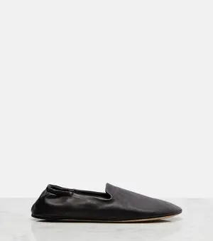 THE ROW Casa Leather Slippers - Brown