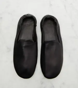 THE ROW Casa Leather Slippers - Brown