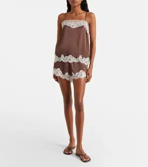 Faithfull The Brand Lace-trimmed Satin Top