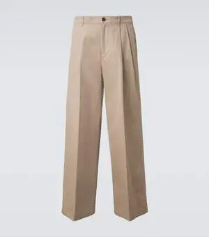 JIL SANDER Pleated Cotton Wide-leg Pants - Beige