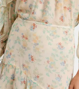 Ulla Johnson Meadow Floral Silk Chiffon Midi Skirt - Green
