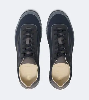 Brunello Cucinelli Suede And Fabric Lace-up Sneakers - Blue