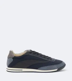 Brunello Cucinelli Suede And Fabric Lace-up Sneakers - Blue