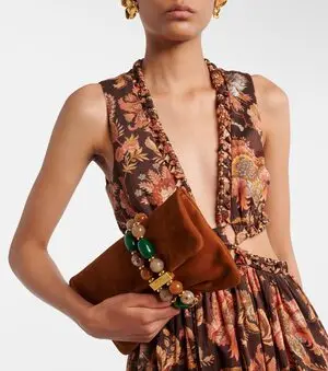 JIMMY CHOO Zandra Beaded Suede Clutch